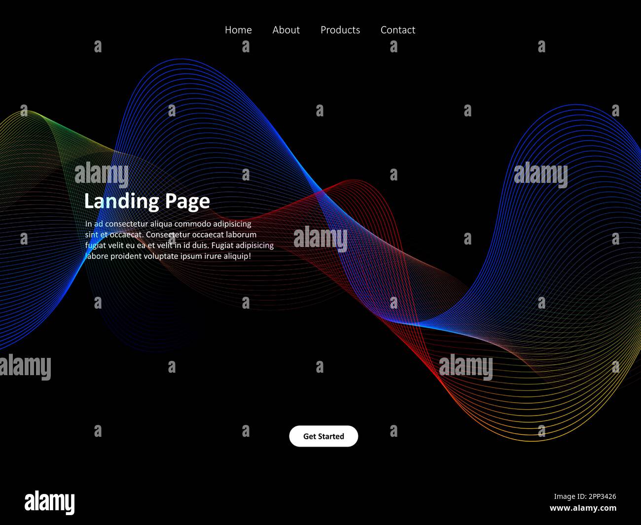 Landing page template with a flowing waves design Stock Vector Image ...
