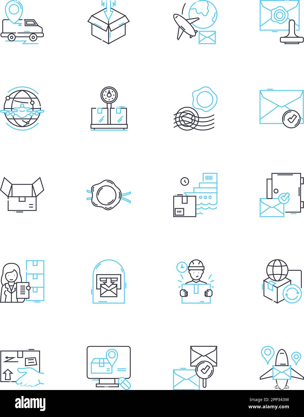 Letter linear icons set. Alphabet , Correspondence , Communication ...