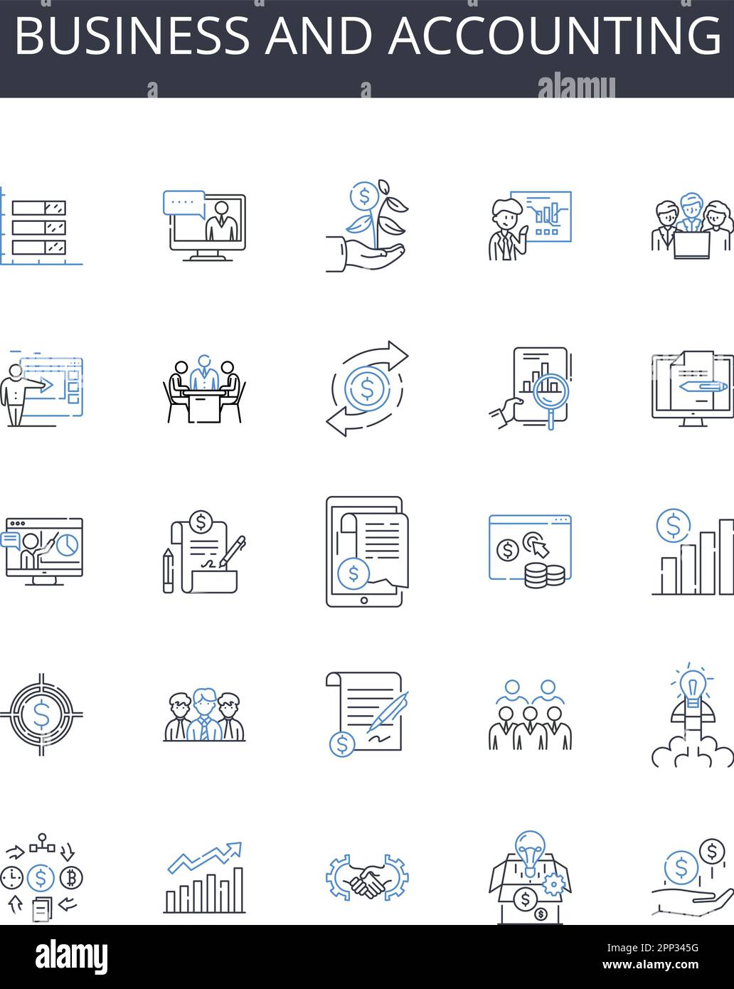 Business and accounting line icons collection. Strategy, Messaging ... Business and accounting line icons collection. Strategy, Messaging ...
