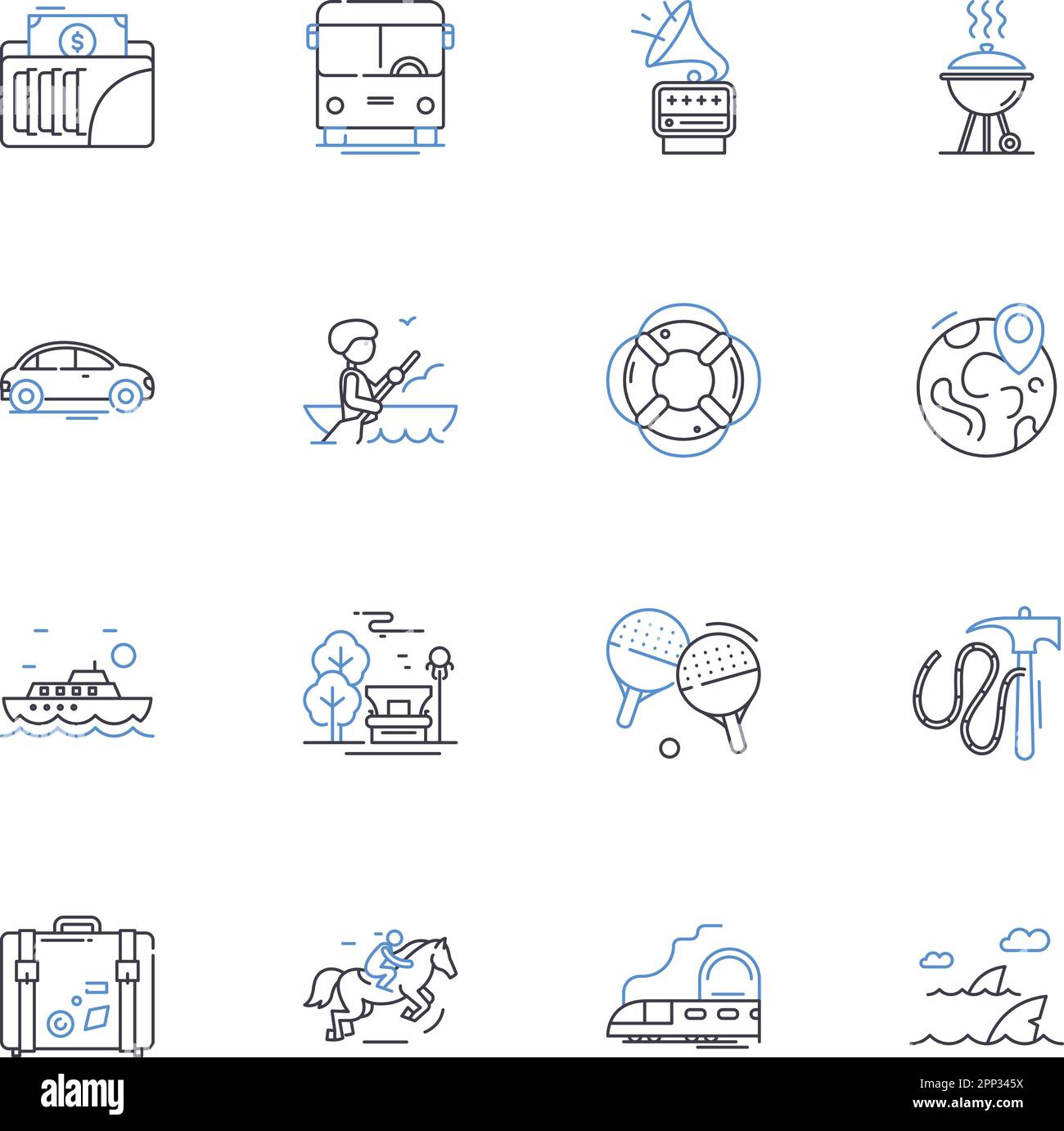 Outing line icons collection. Adventure, Exploration, Excursion ...