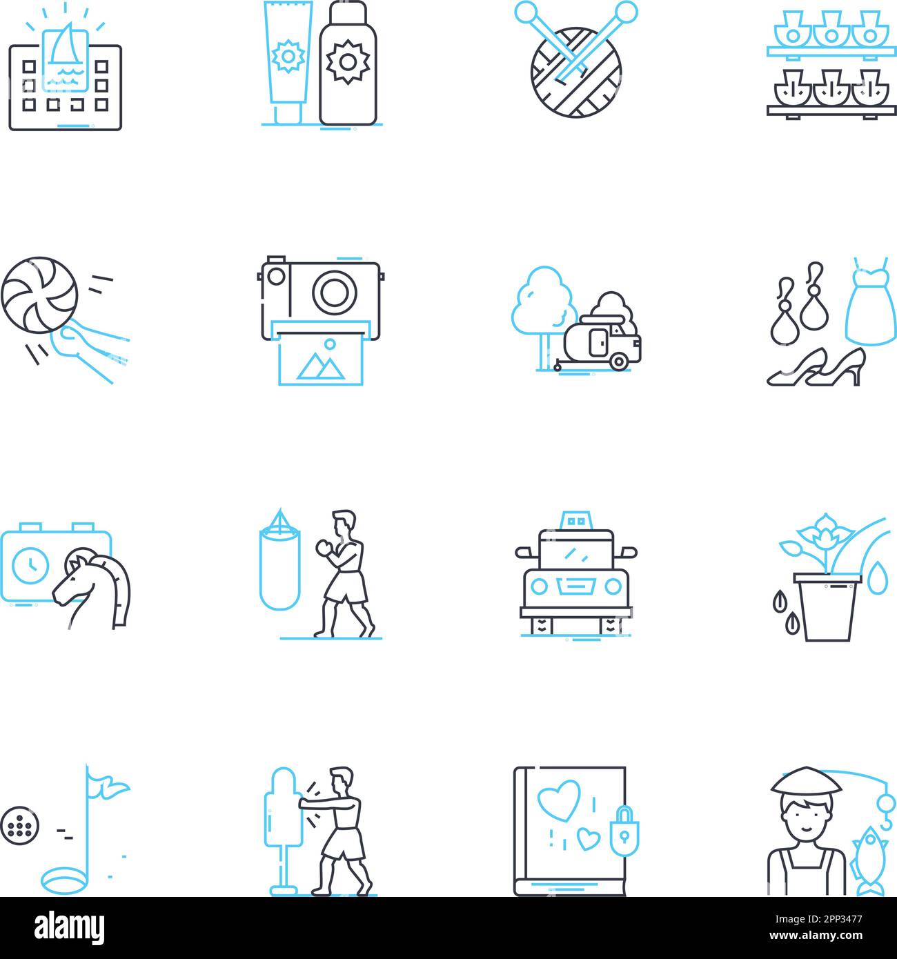 Mindfulness meditation linear icons set. Present, Awareness, Breath ...