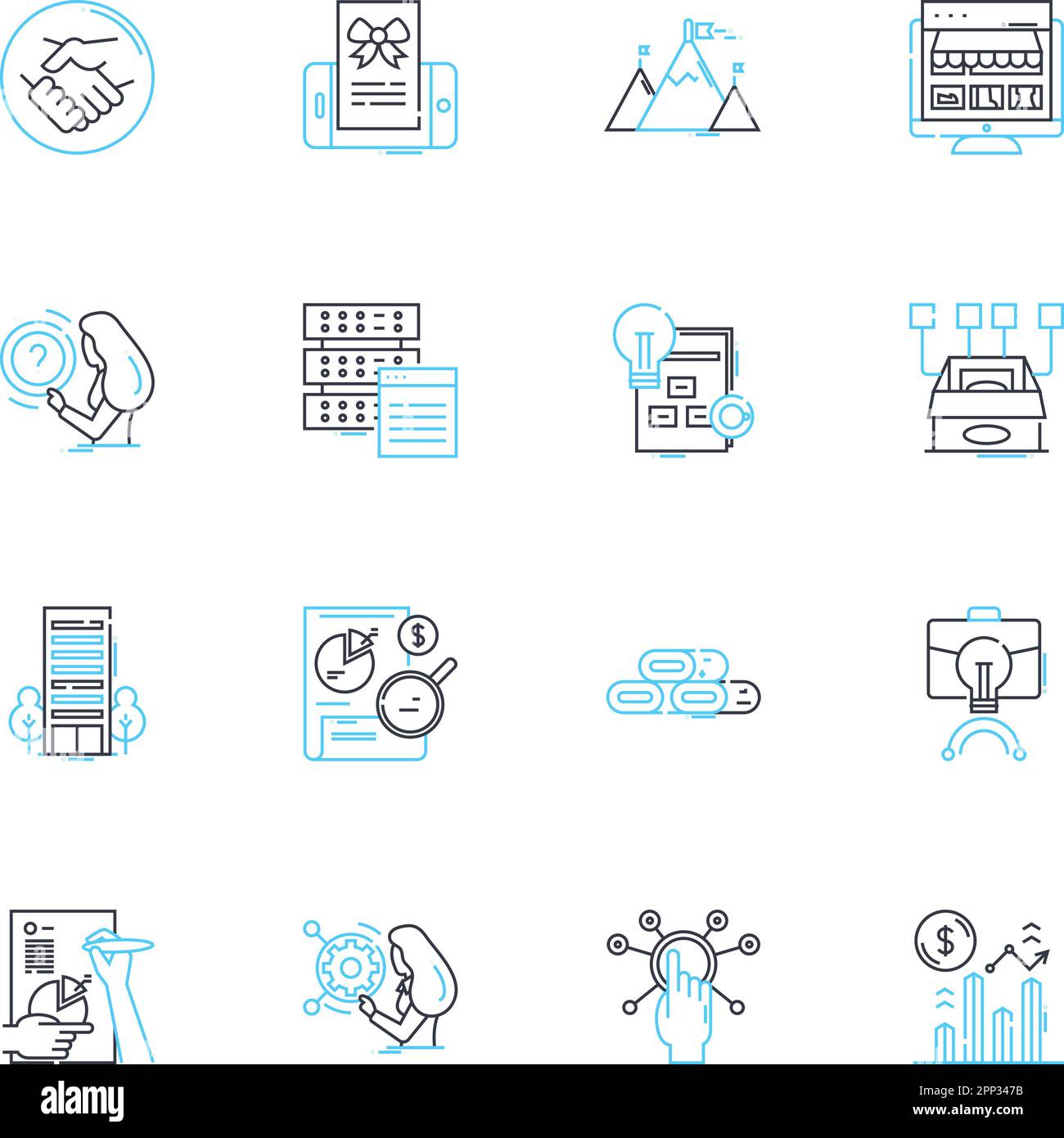 Internet posts linear icons set. Social, Blog, Article, Discussion ...
