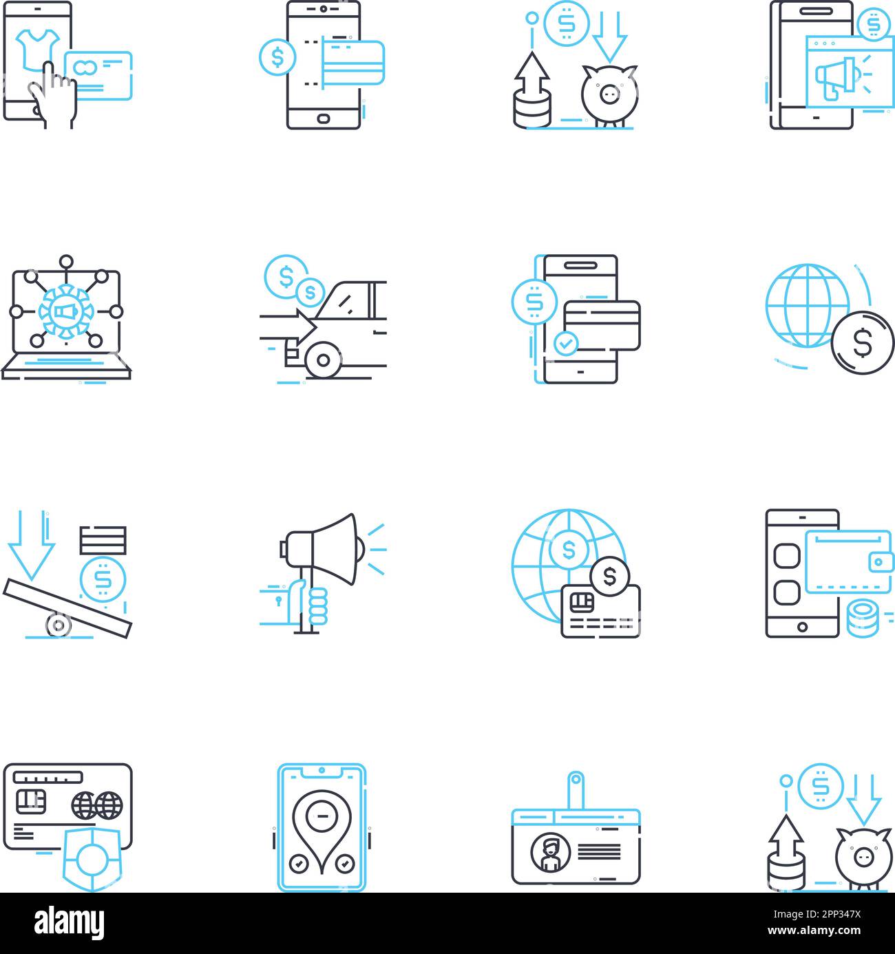 Virtual transaction linear icons set. Cryptocurrency, Blockchain, Transactions, Digital, Payment ...