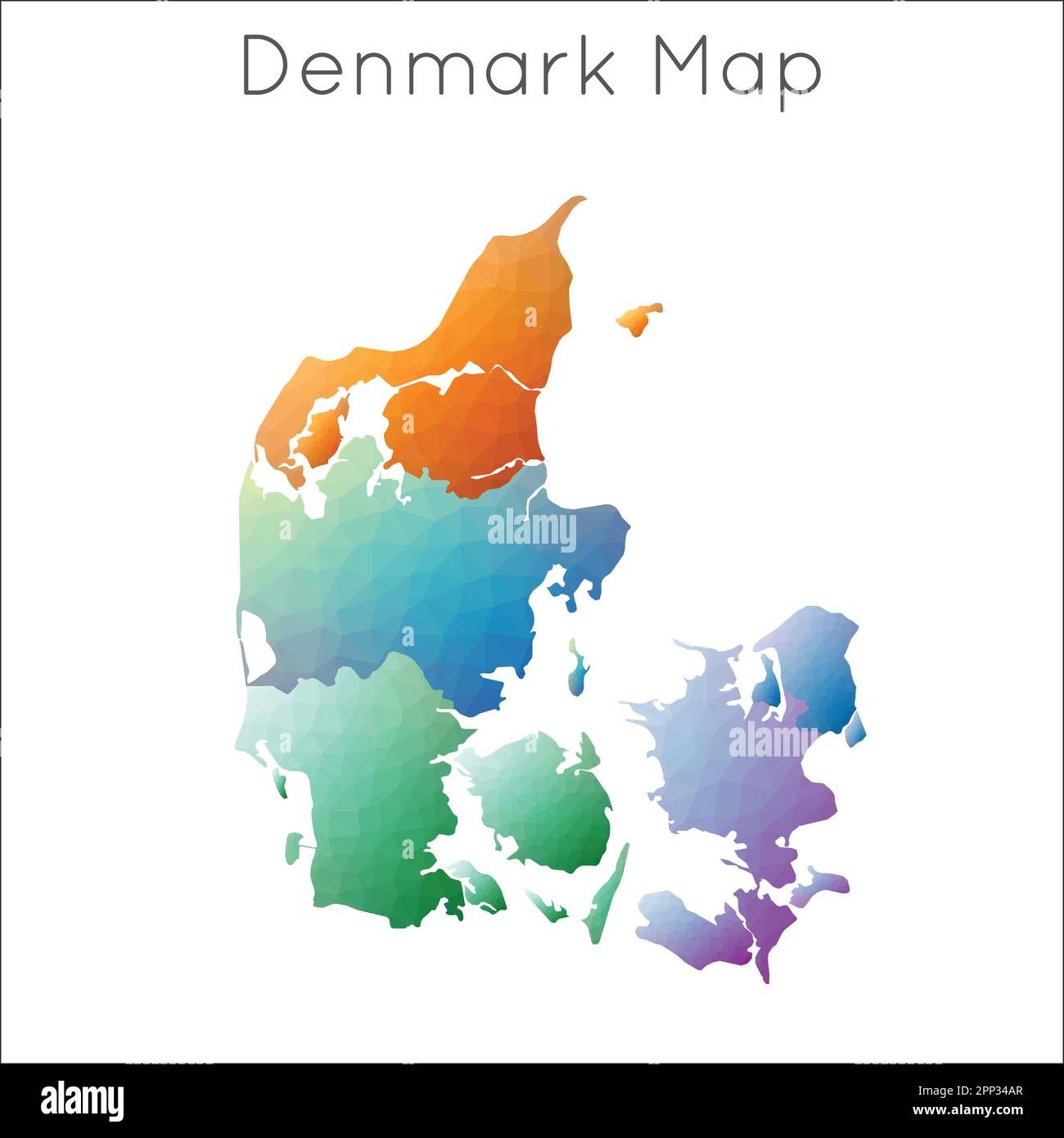 Low poly map of Denmark. Denmark geometric polygonal, mosaic style map Stock Vector Image & Art ...
