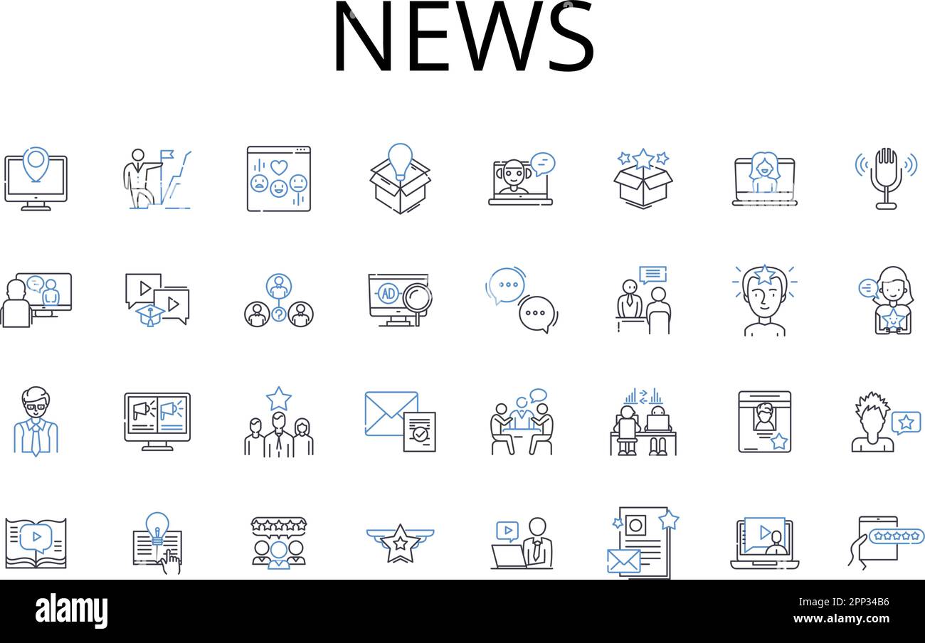 News line icons collection. Information, Intelligence, Update, Bulletin ...