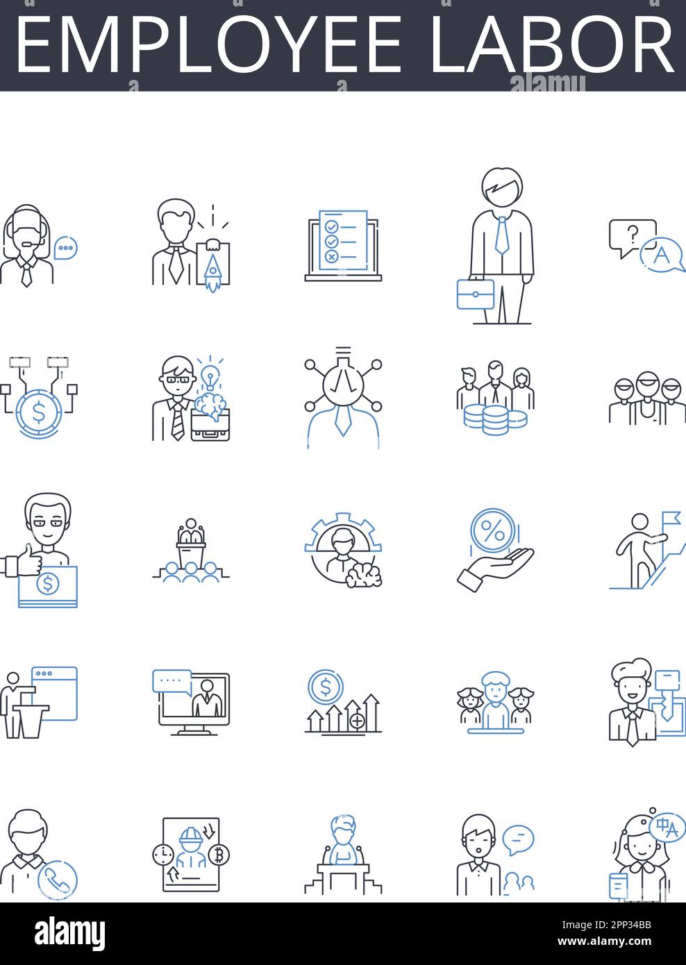 Employee labor line icons collection. Empowerment, Activism, Equality ...