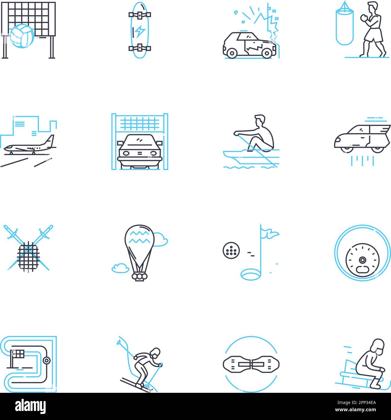 Entertainment diversion linear icons set. Amusement, Recreation ...