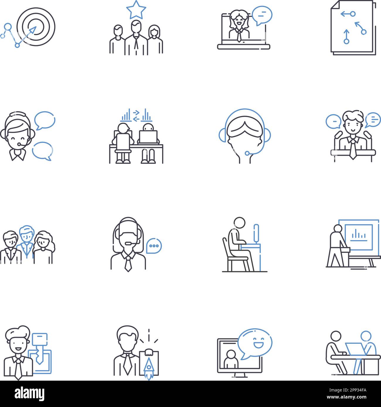 Advertising department line icons collection. Branding, Campaigns ...