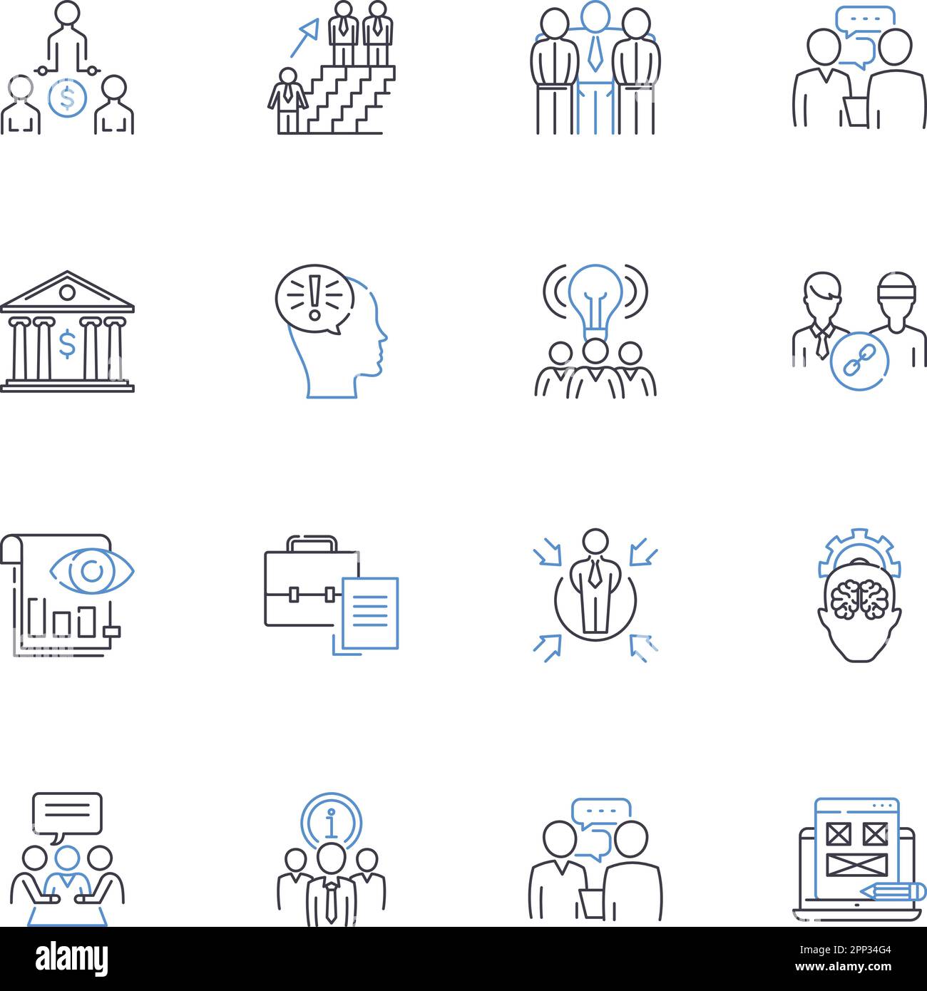 Primary organization line icons collection. Leadership, Growth, Impact ...