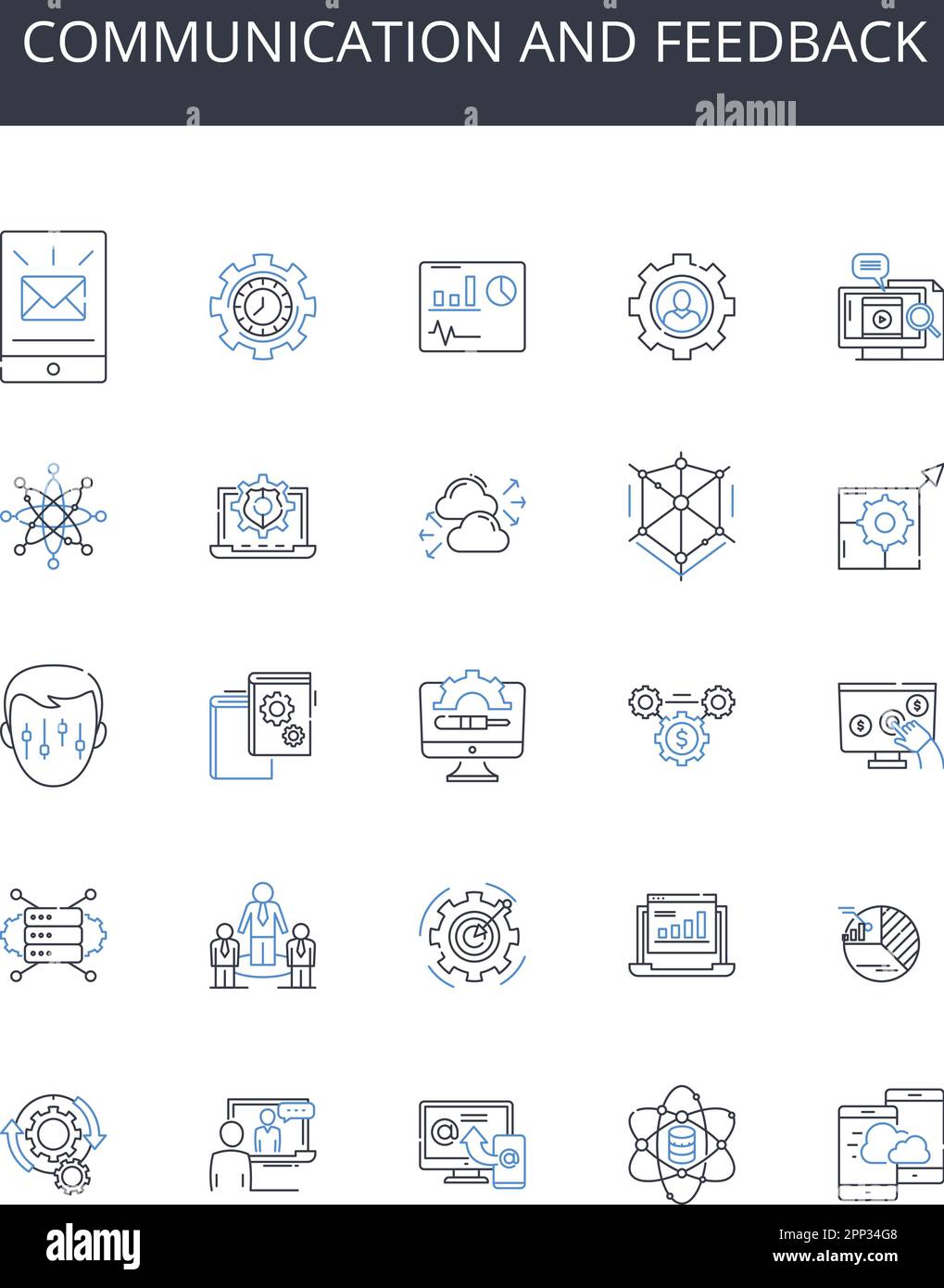 Communication and feedback line icons collection. Dialog, Discussion, Exchange, Correspondence ...