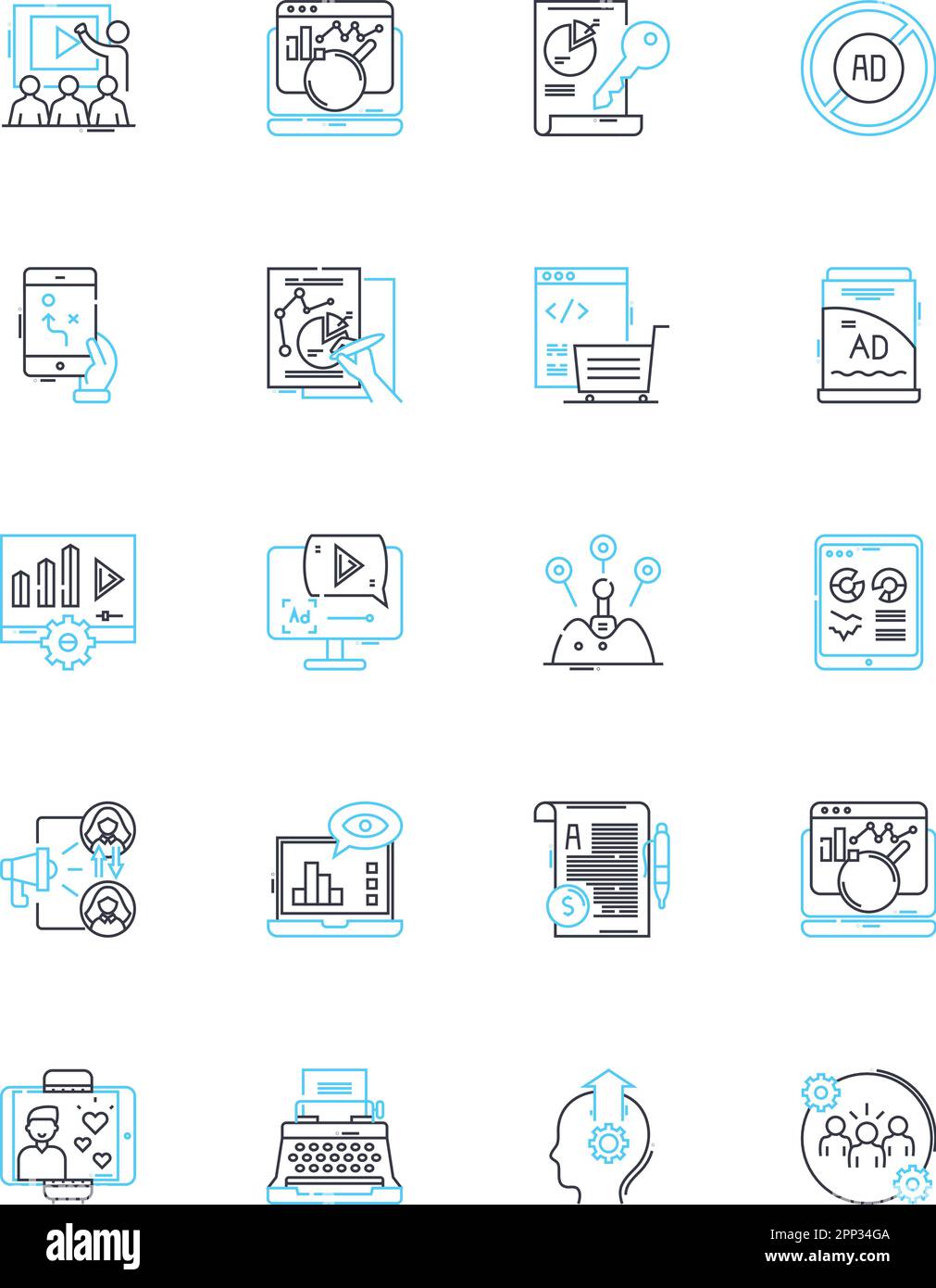 Communication and messaging linear icons set. Dialogue, Exchange, Transmit, Correspondence ...