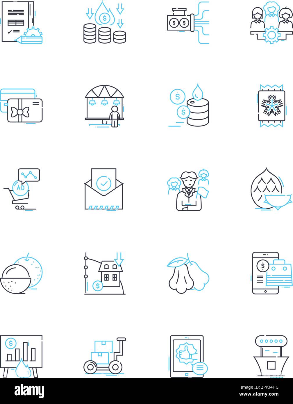 Retail platforms linear icons set. E-commerce, Bricks-and-clicks ...