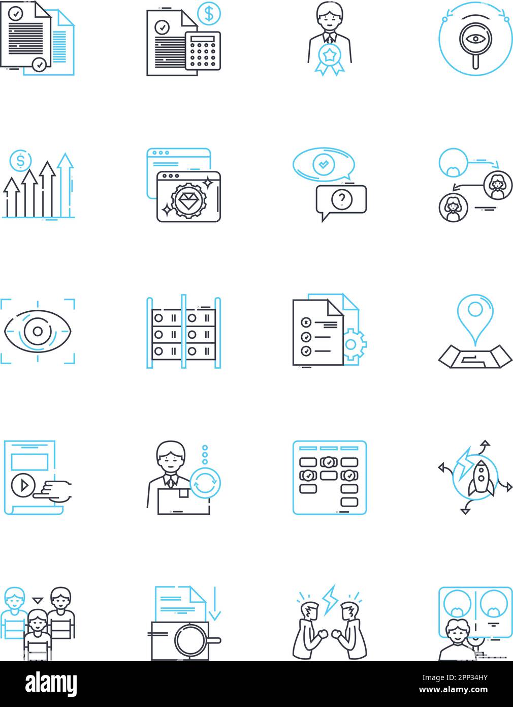 Unity linear icons set. Oneness, Collaboration, Harmony, Teamwork ...