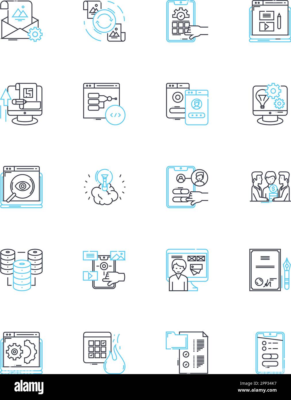 Mobile gaming linear icons set. Entertaining, Addiction, Thrilling, Strategy, Fun, Adventure ...