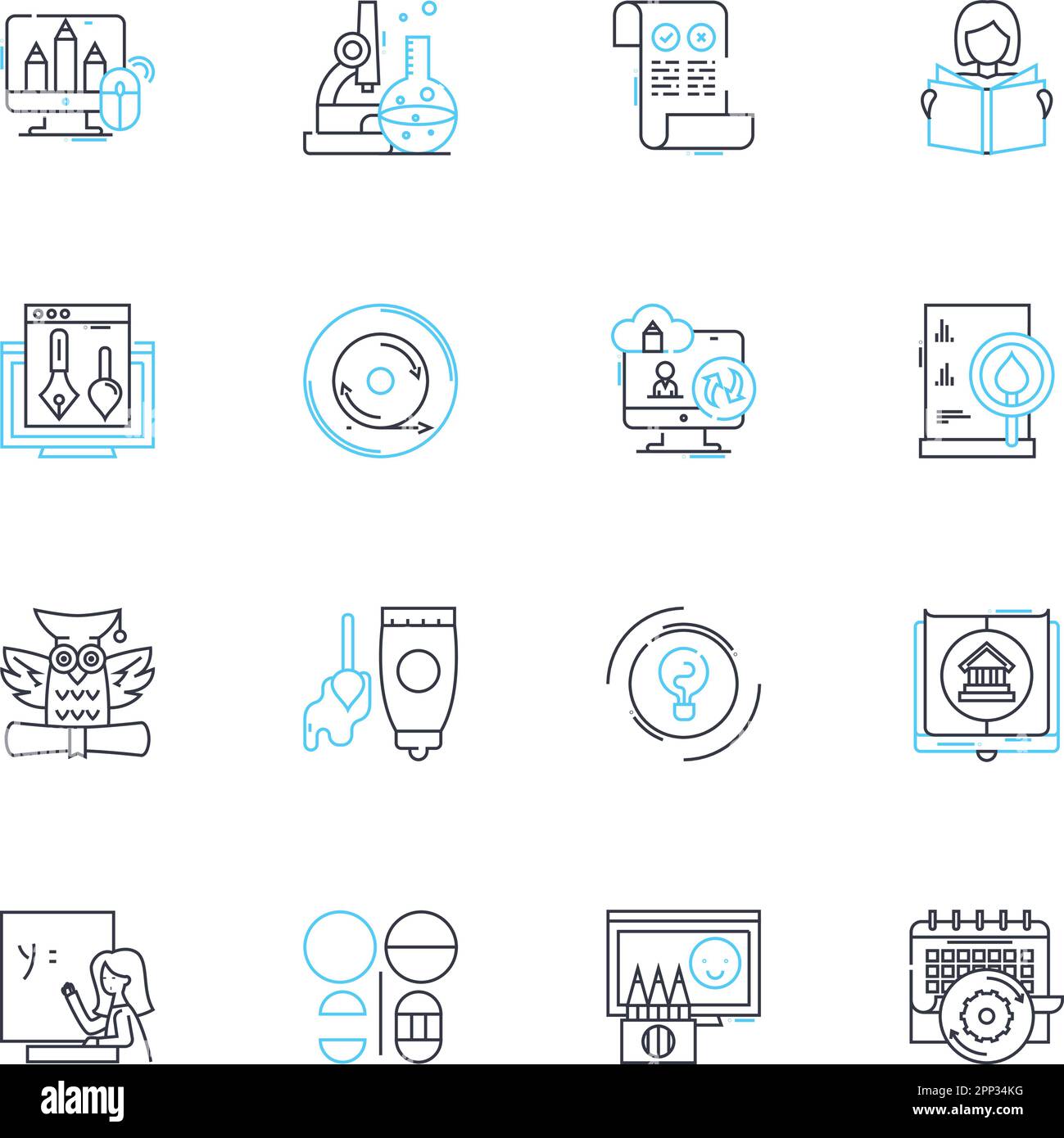 School linear icons set. Education, Learning, Academics, Math, Science ...