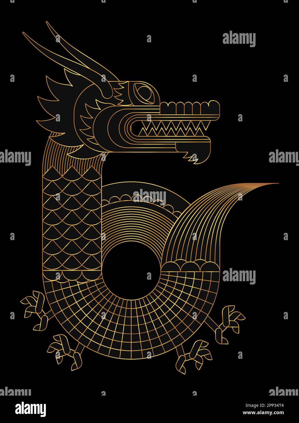 Abstract geometric chinese dragon. Modern shape design Stock Vector ...