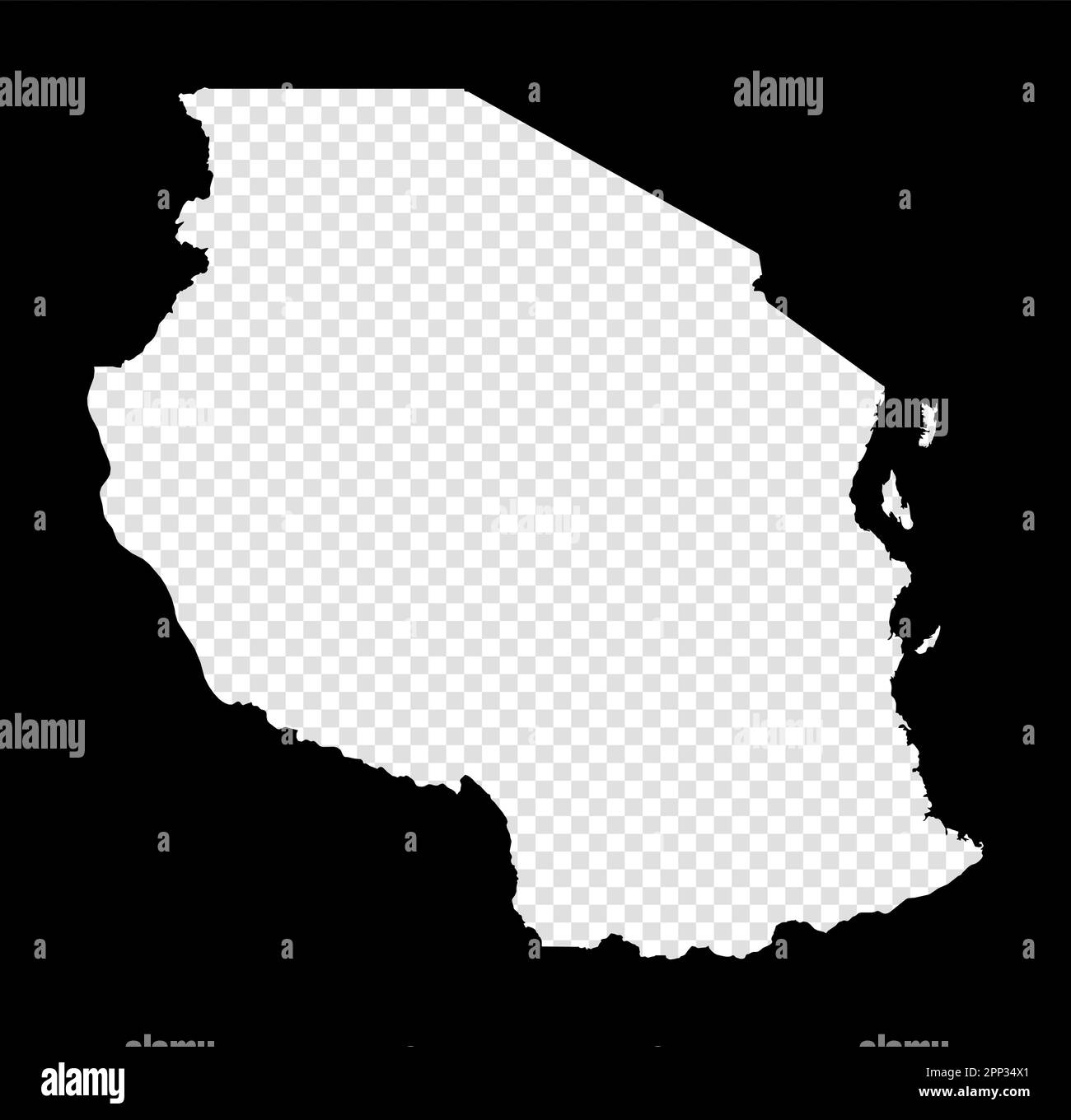 Stencil map of Tanzania. Simple and minimal transparent map of Tanzania ...