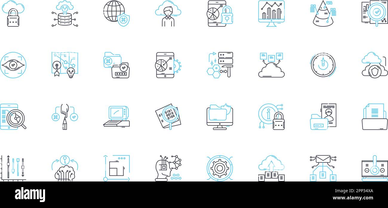 Data Planning Linear Icons Set Analysis Management Insights Visualization Strategy