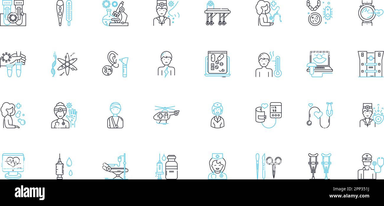 Health care linear icons set. Prevention, Medicine, Wellness, Treatment ...