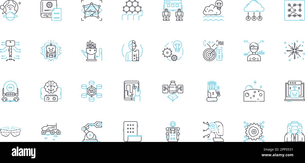 Distance linear icons set. Isolation, Spread, Remoteness, Disengagement ...