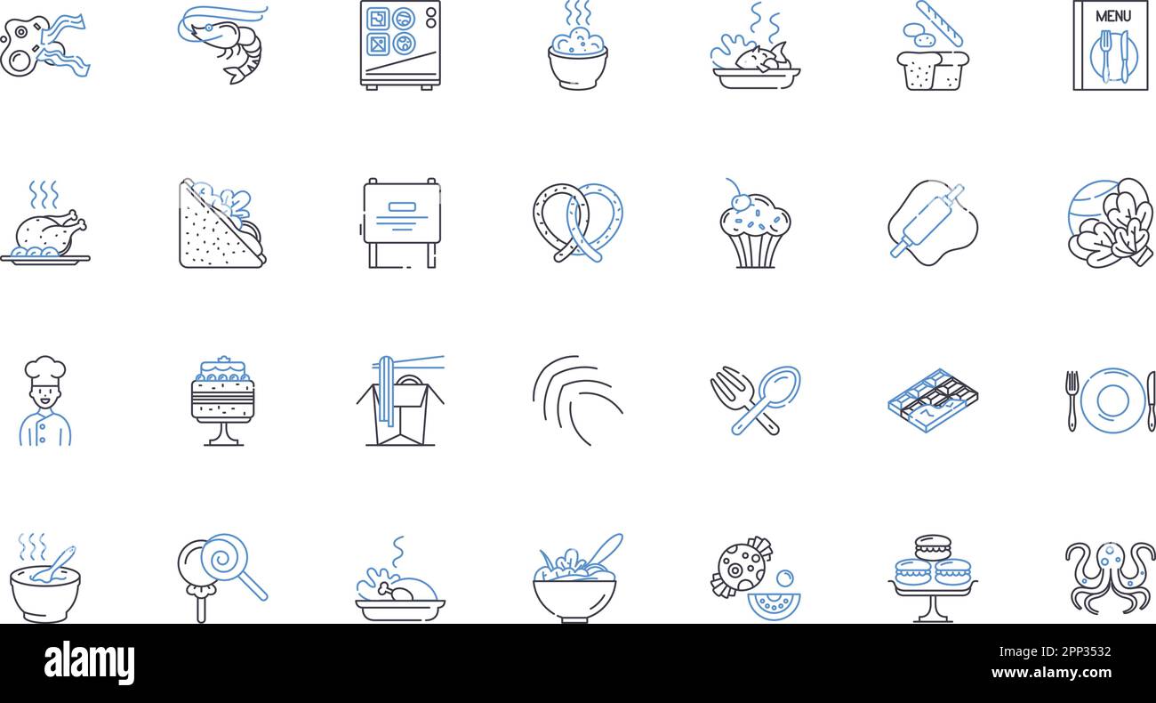 Grazing Line Icons Collection Pasture Cattle Livestock Meadow Herd Grass Feed Vector And