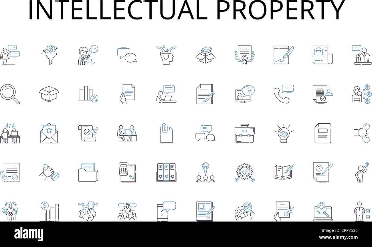 Intellectual property line icons collection. Self-employment ...