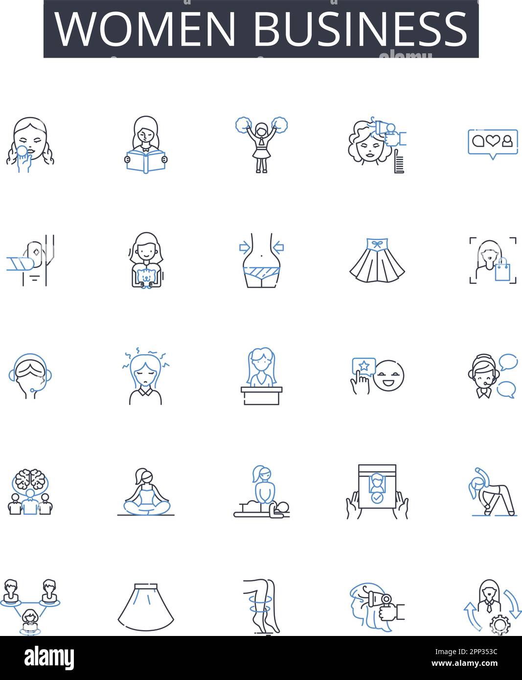 Women business line icons collection. Female entrepreneurship, Ladies ...