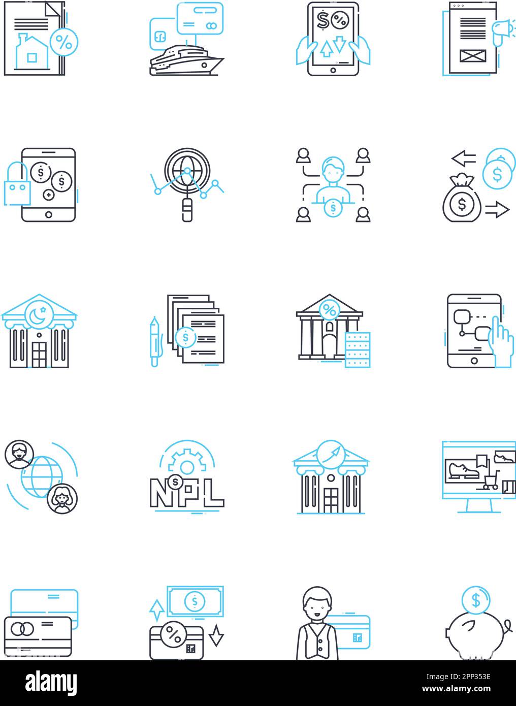 Market linear icons set. Demand, Supply, Competition, Pricing ...