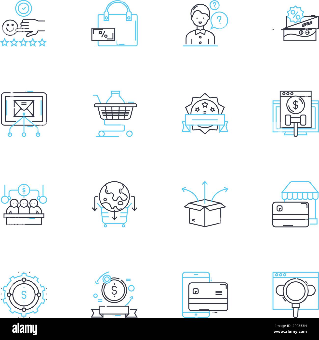 Advertising Banners linear icons set. Promotions, Advertisements, Signage, Branding, Displays ...