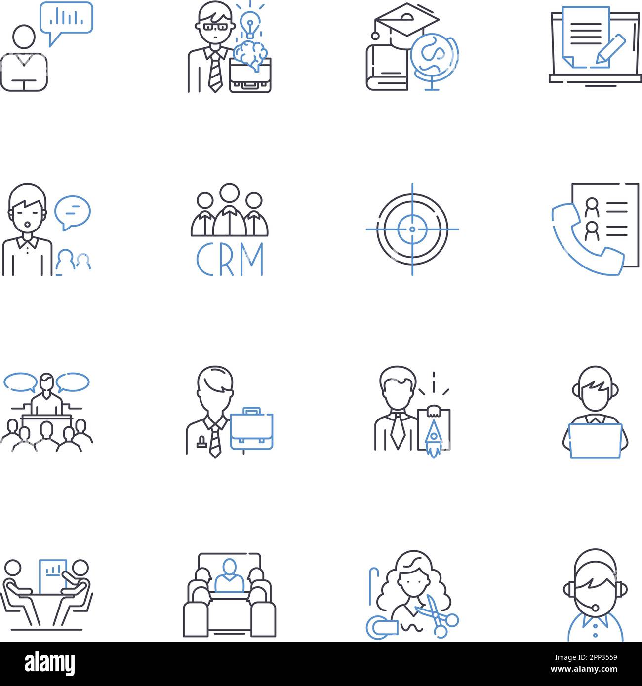 Creative Team Line Icons Collection Collaboration Idea Generation Brainstorming Innovation