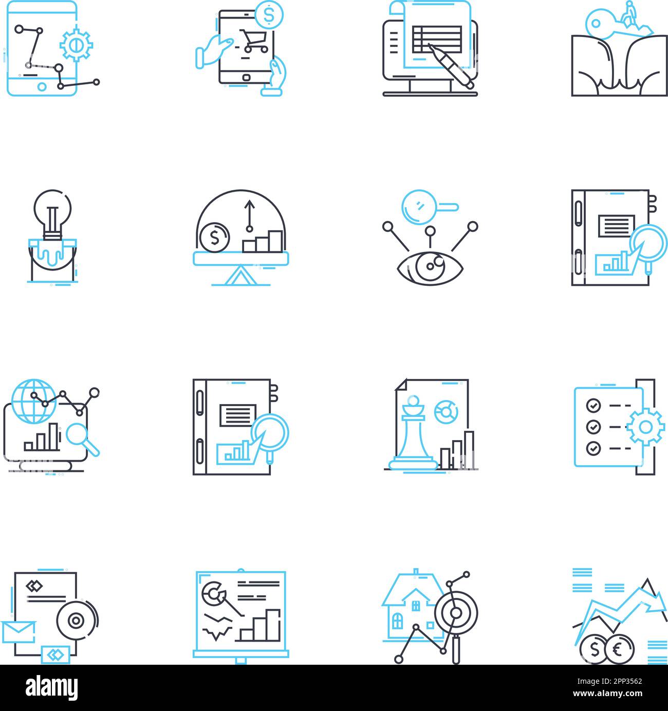 Economic Appraisal Linear Icons Set Analysis Valuation Assessment