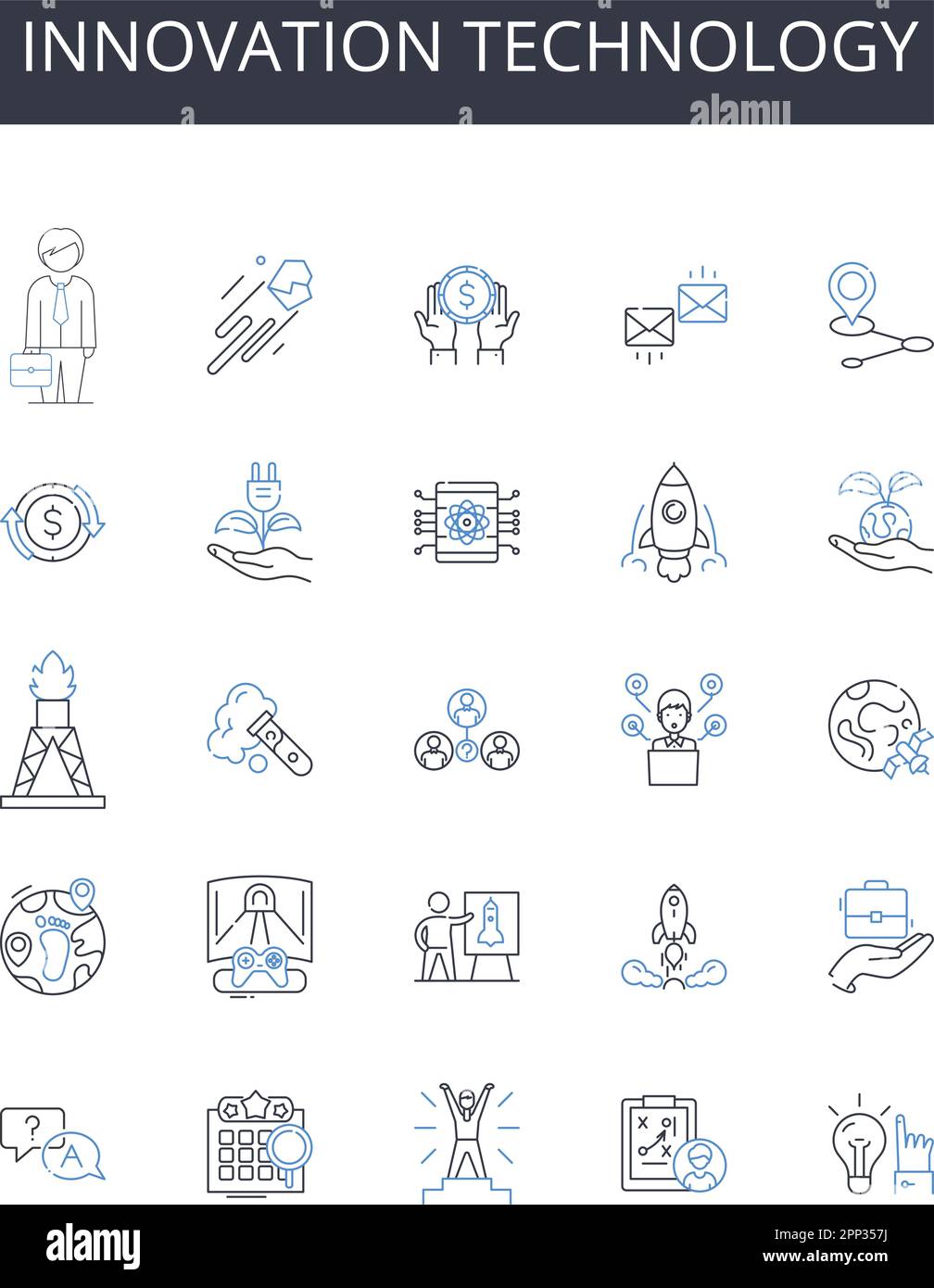 Innovation technology line icons collection. E-commerce, Virtual ...