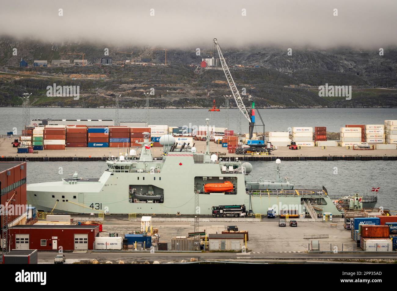 Arctic patrol vessel HMCS Margaret Brooke visits the port of Nuuk ...