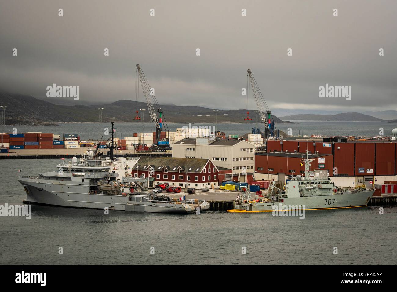 HMCS Goose Bay (MM 707) and other ships participating in Op Nanook 2022 ...
