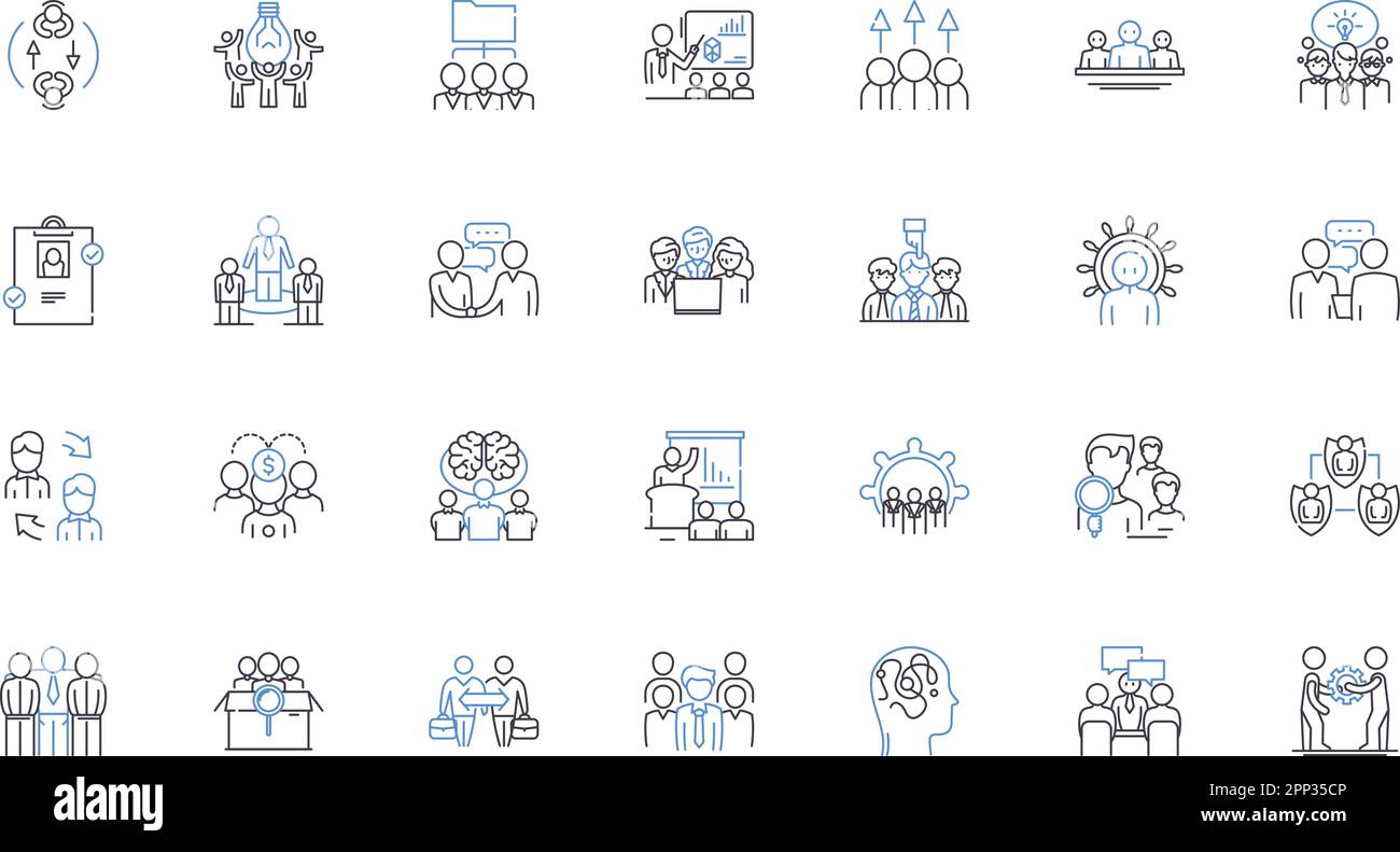 Synergy harmony line icons collection. Alignment, Teamwork, Unity, Collaboration, Coordination ...