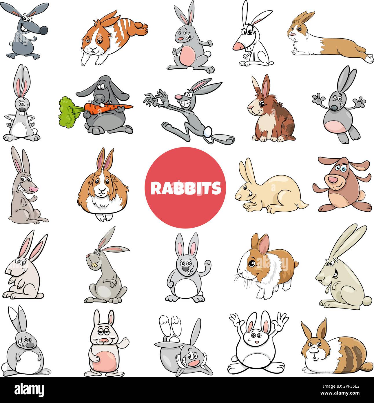 Cartoon illustration of rabbits animal characters big set Stock Vector ...