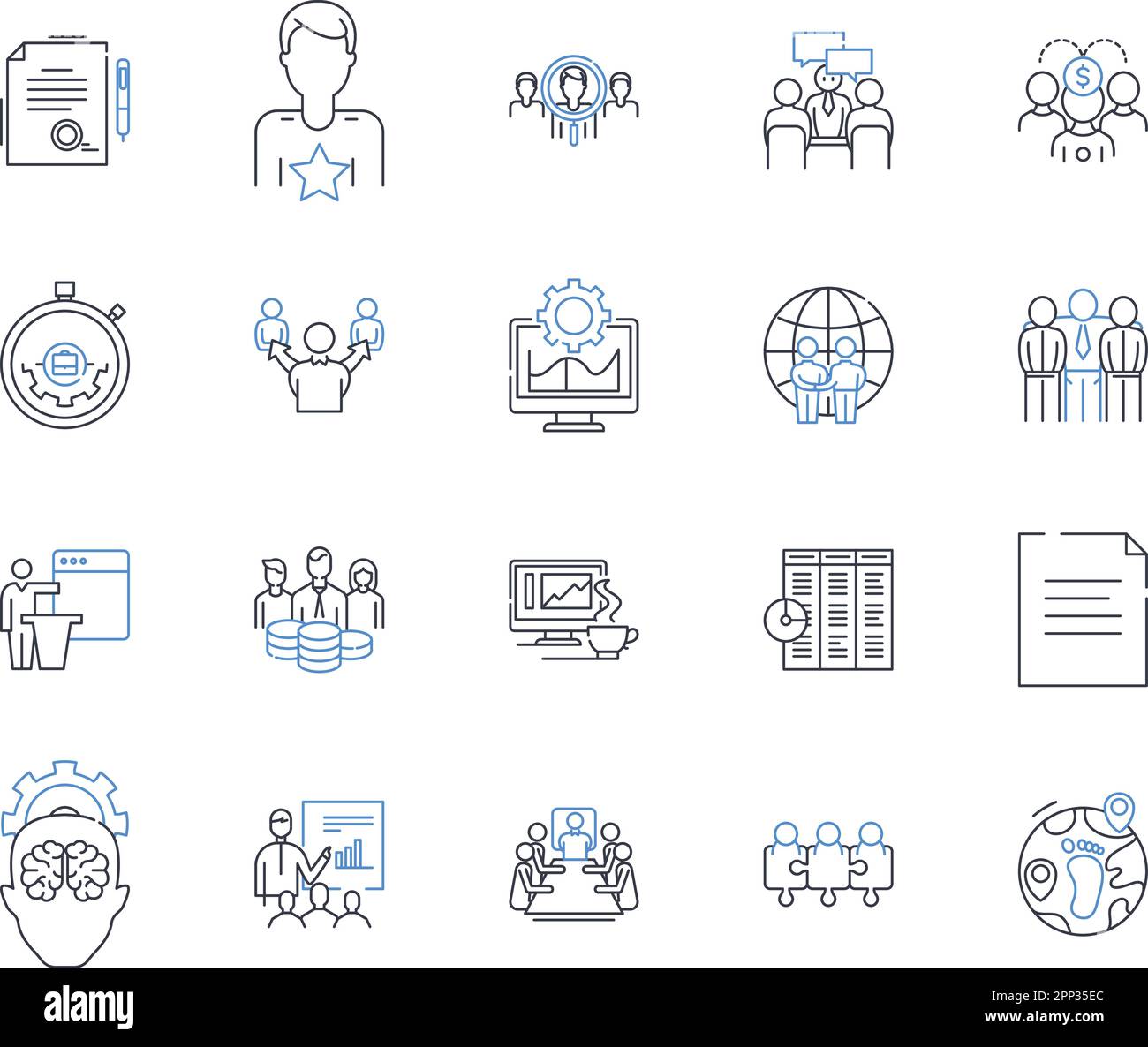 Team development line icons collection. Collaboration, Communication ...