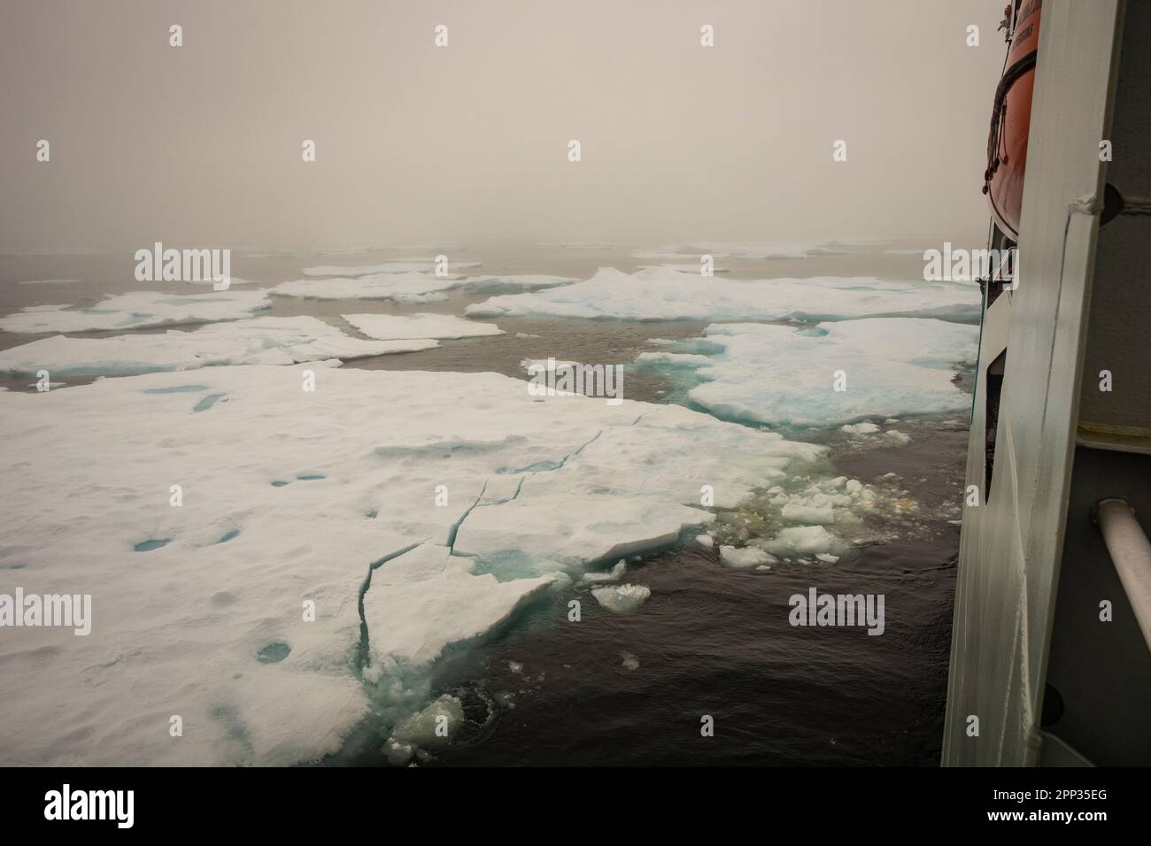 HMCS Margaret Brooke passes through sea ice in Baffin Bay, Nunavut, Canada, curing Operation ...