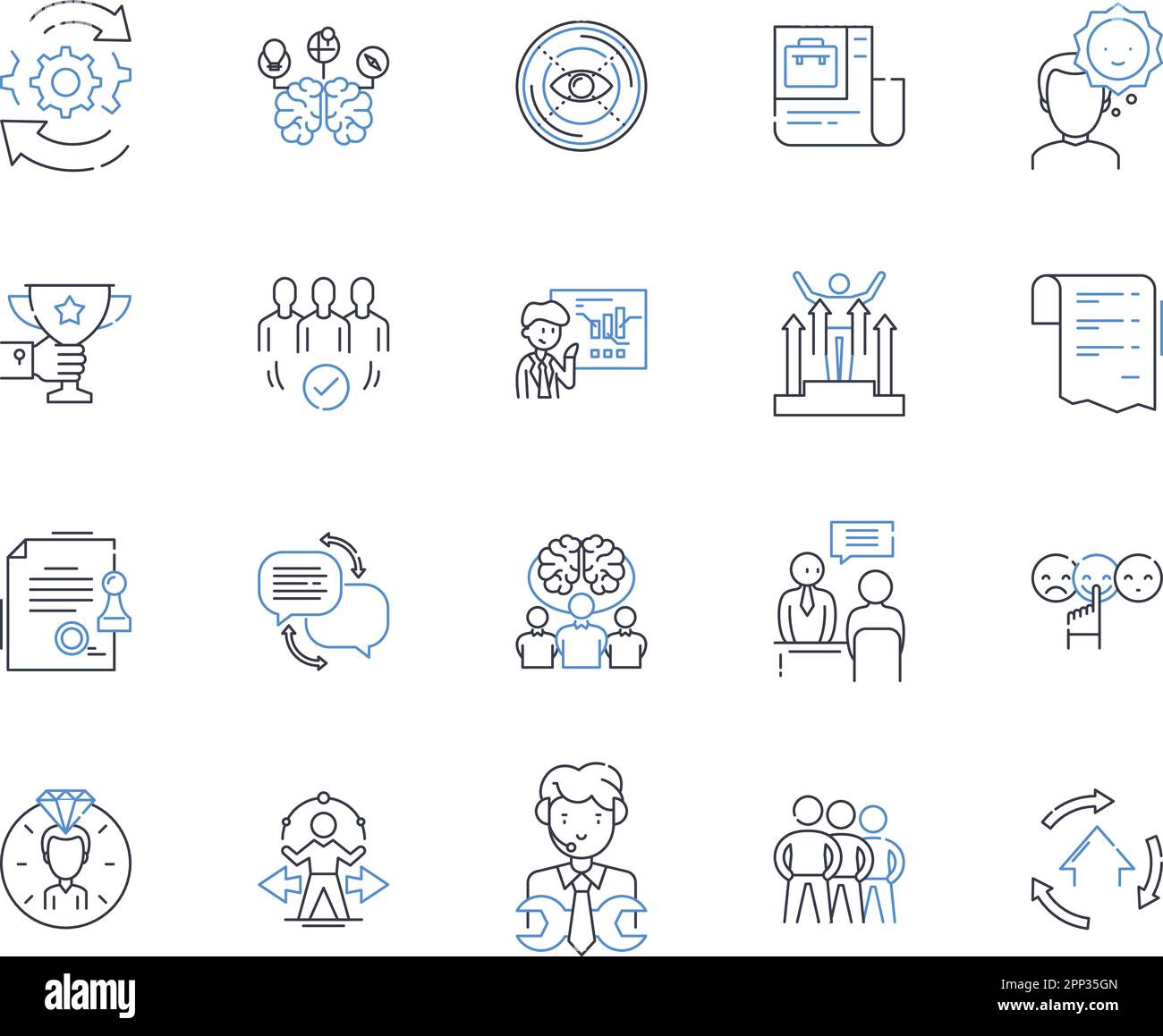 Company targets line icons collection. Ambitions, Goals, Objectives ...