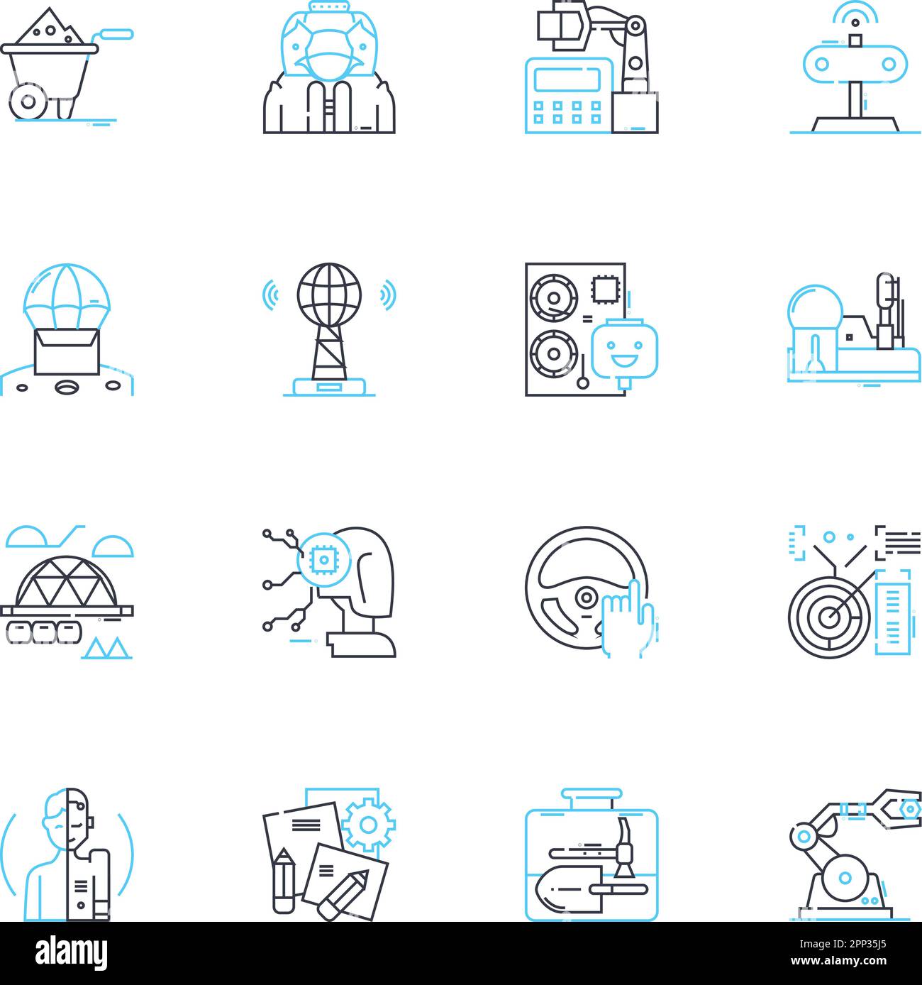Architect linear icons set. Design, Blueprint, Structure, Blueprinting, Planning, Development ...