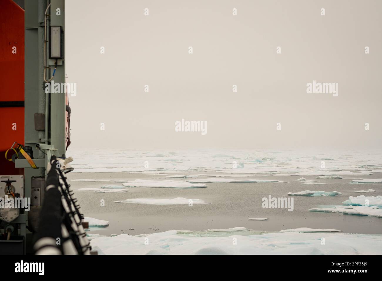HMCS Margaret Brooke passes through sea ice in Baffin Bay, Nunavut, Canada, curing Operation ...