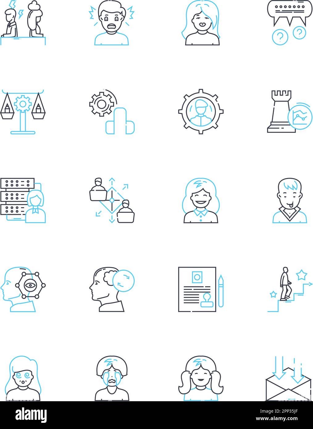 Positive attitude linear icons set. Optimism, Gratitude, Empathy ...