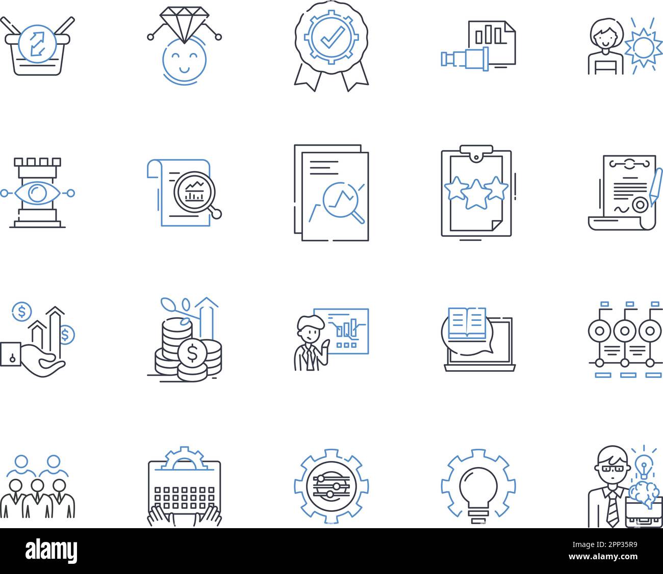 Resilience and Persistence outline icons collection. Tenacity, Courage ...