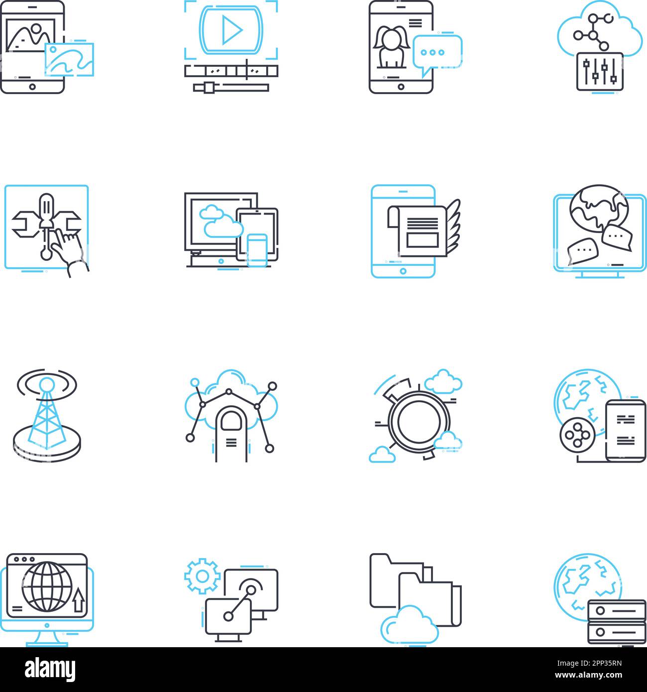 Digital nerking linear icons set. Nerking, Connectivity, Online ...