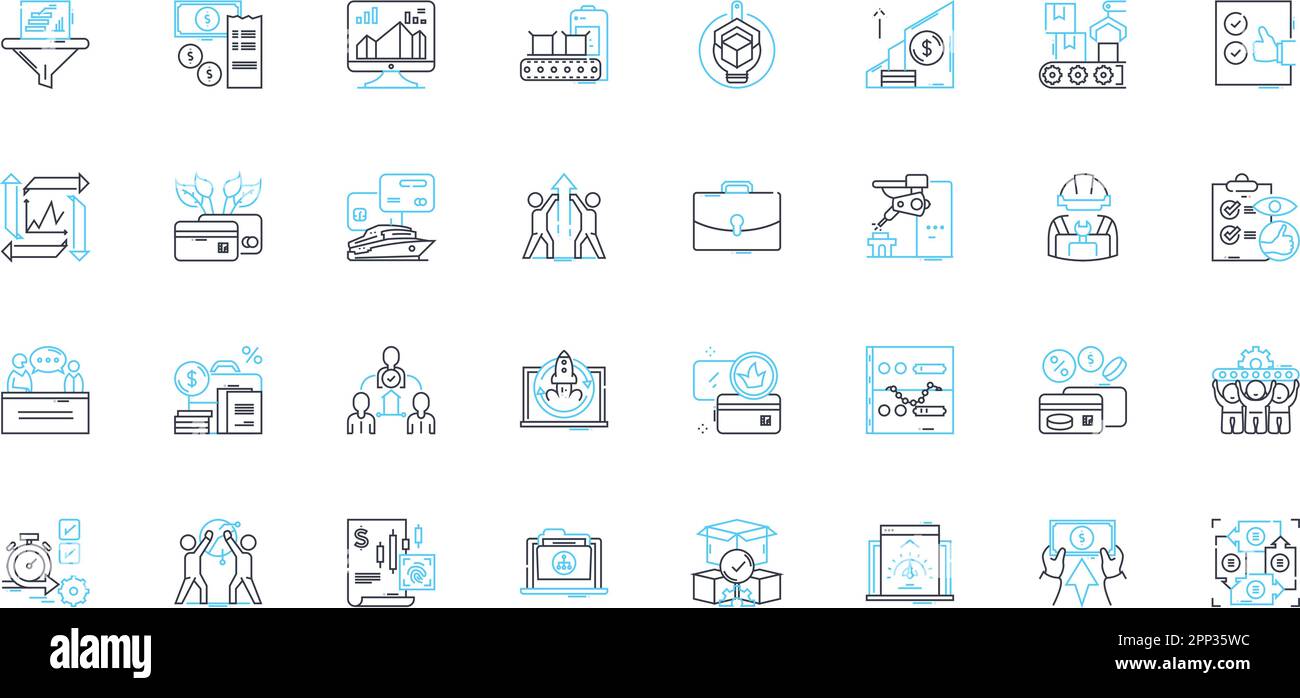 Currency gains linear icons set. Profits, Gain, Appreciation, Value ...