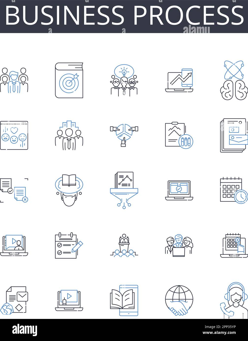 Business process outline icons collection. Production line, Operational ...