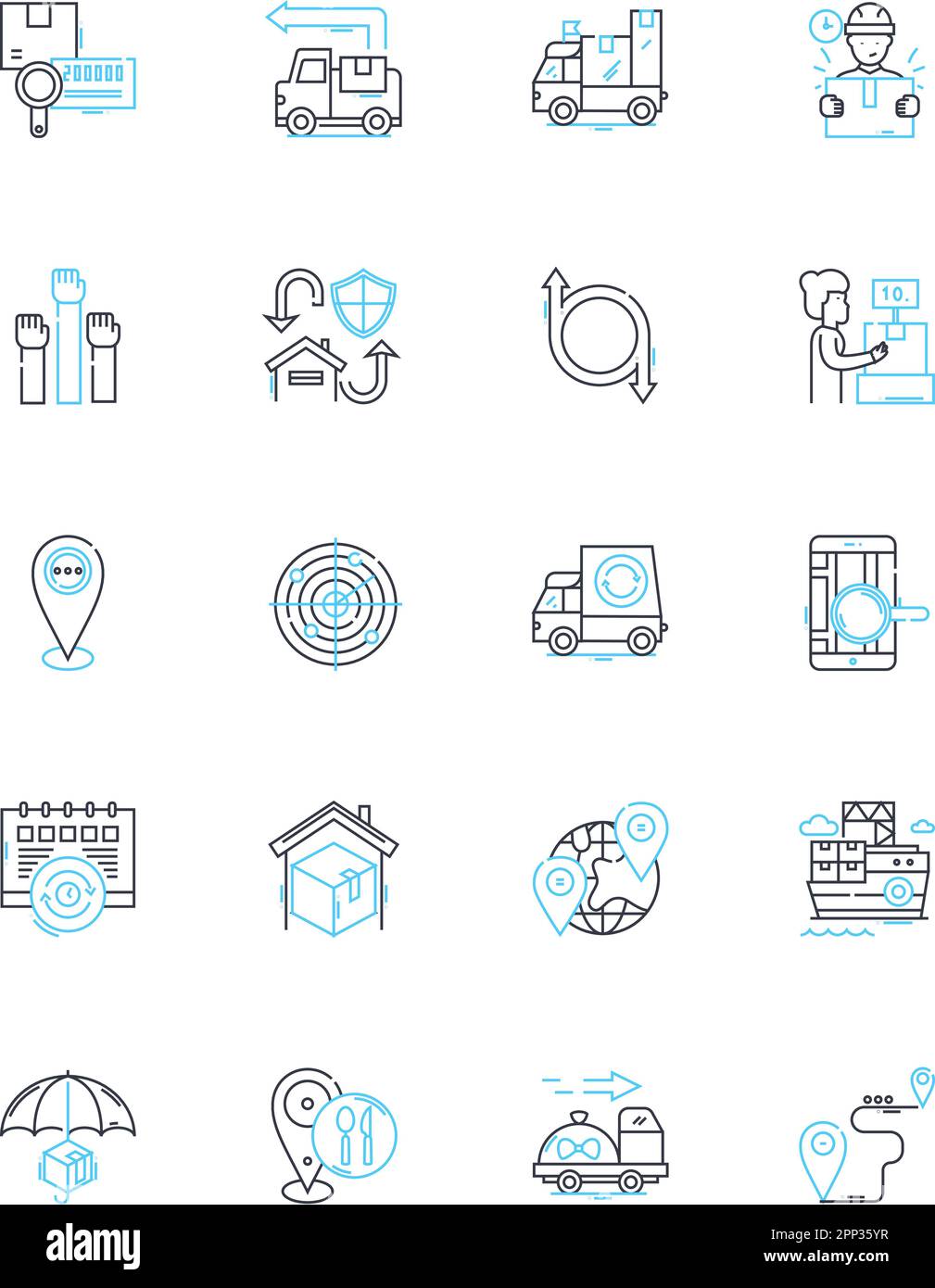 Dispatch and transport linear icons set. Delivery, Shipping, Logistics ...