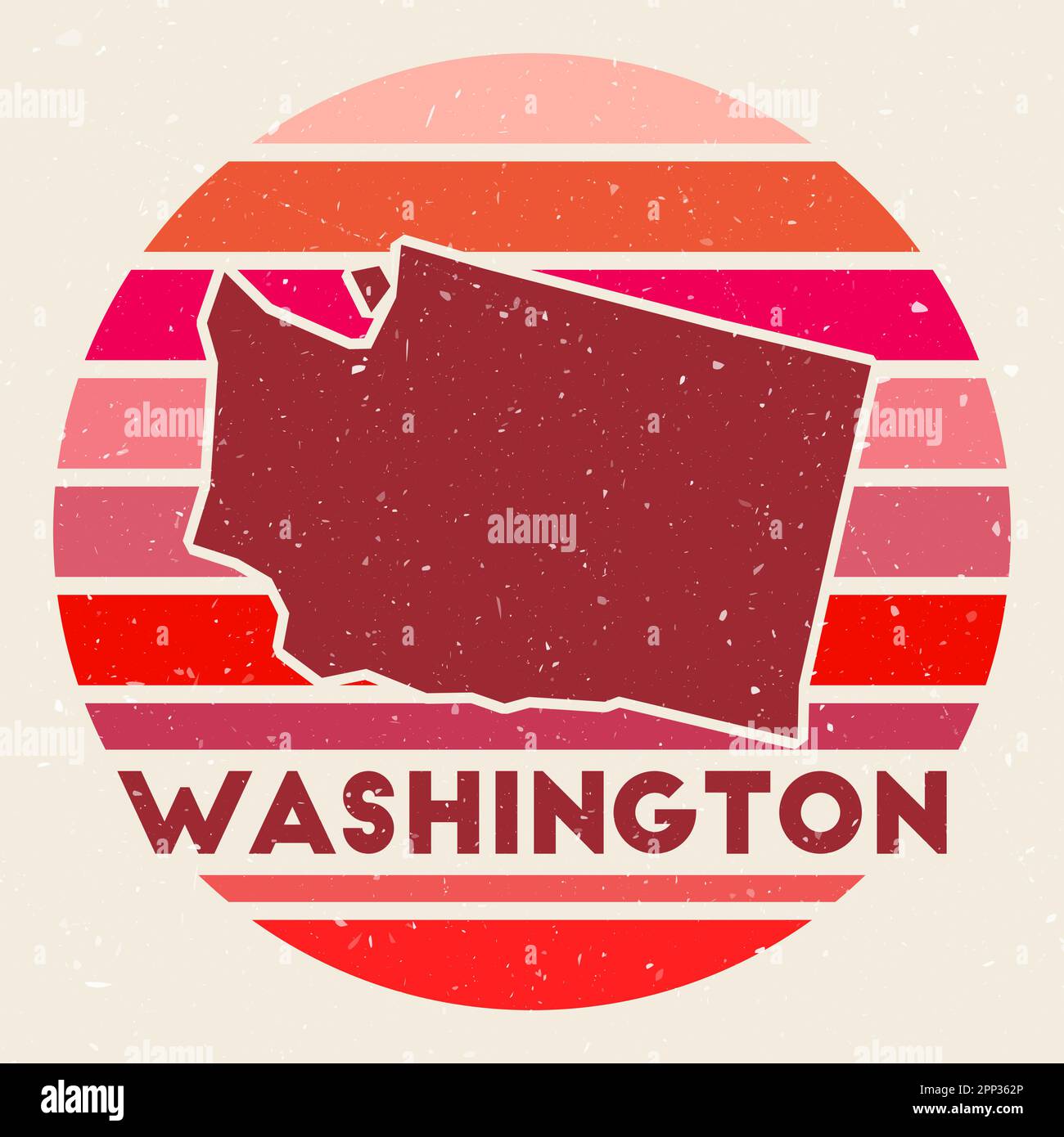 Washington logo. Sign with the map of US state and colored stripes ...