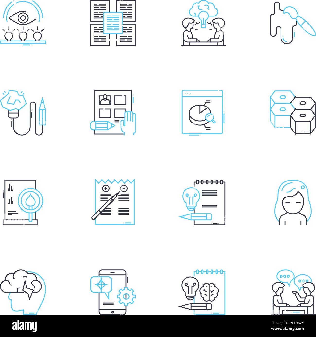 Inventive strategy linear icons set. Innovation, Creativity, Ingenuity ...