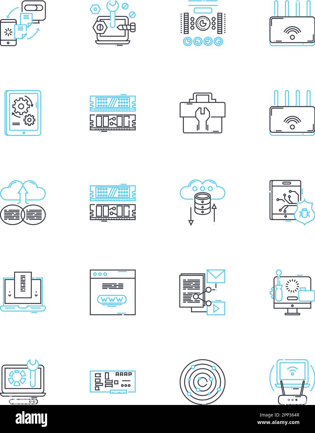 Automated tools linear icons set. Robotics, Machine, Technology, Efficiency, Innovation ...